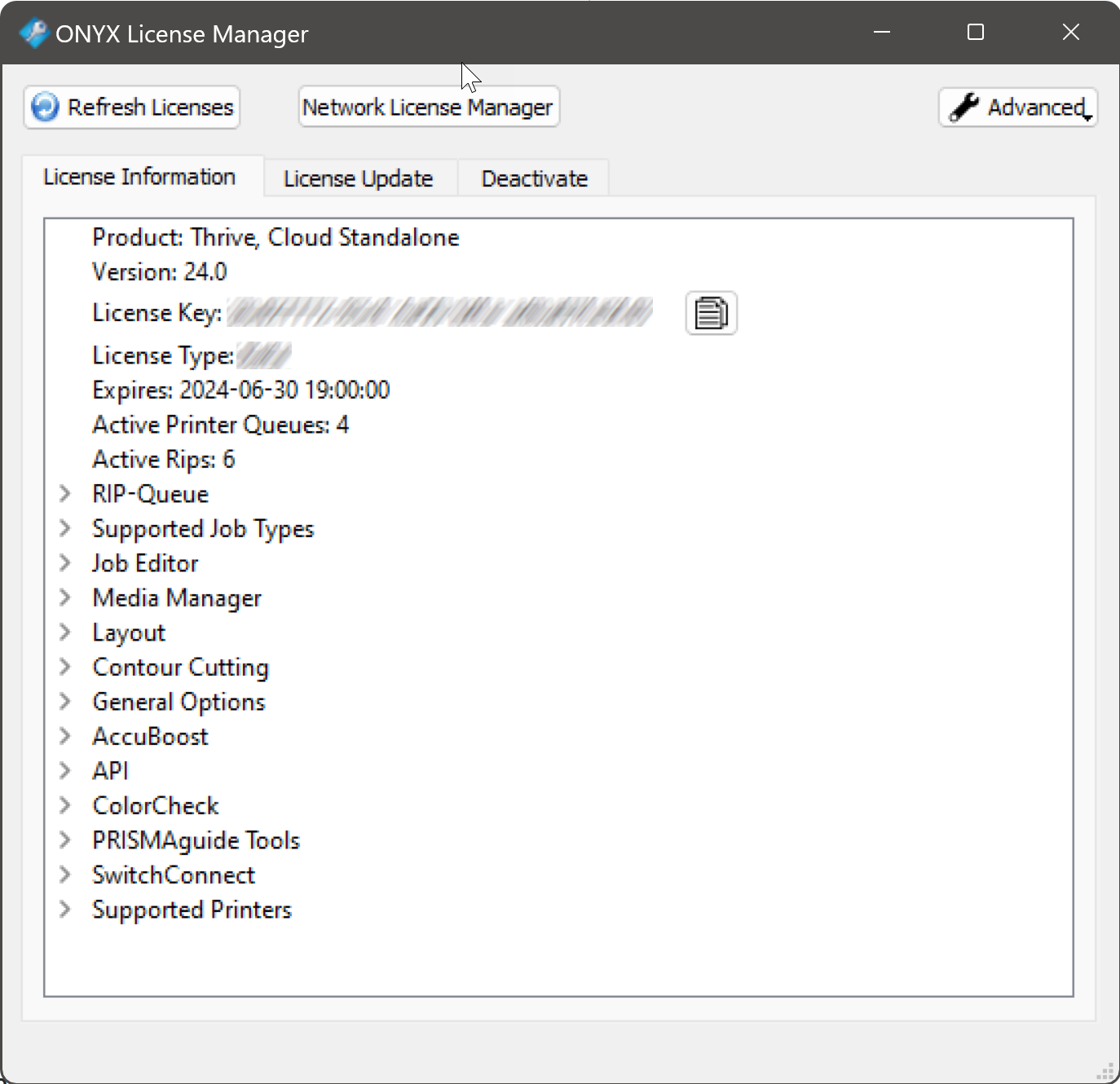 Manage your License Key – Onyx SupportCenter